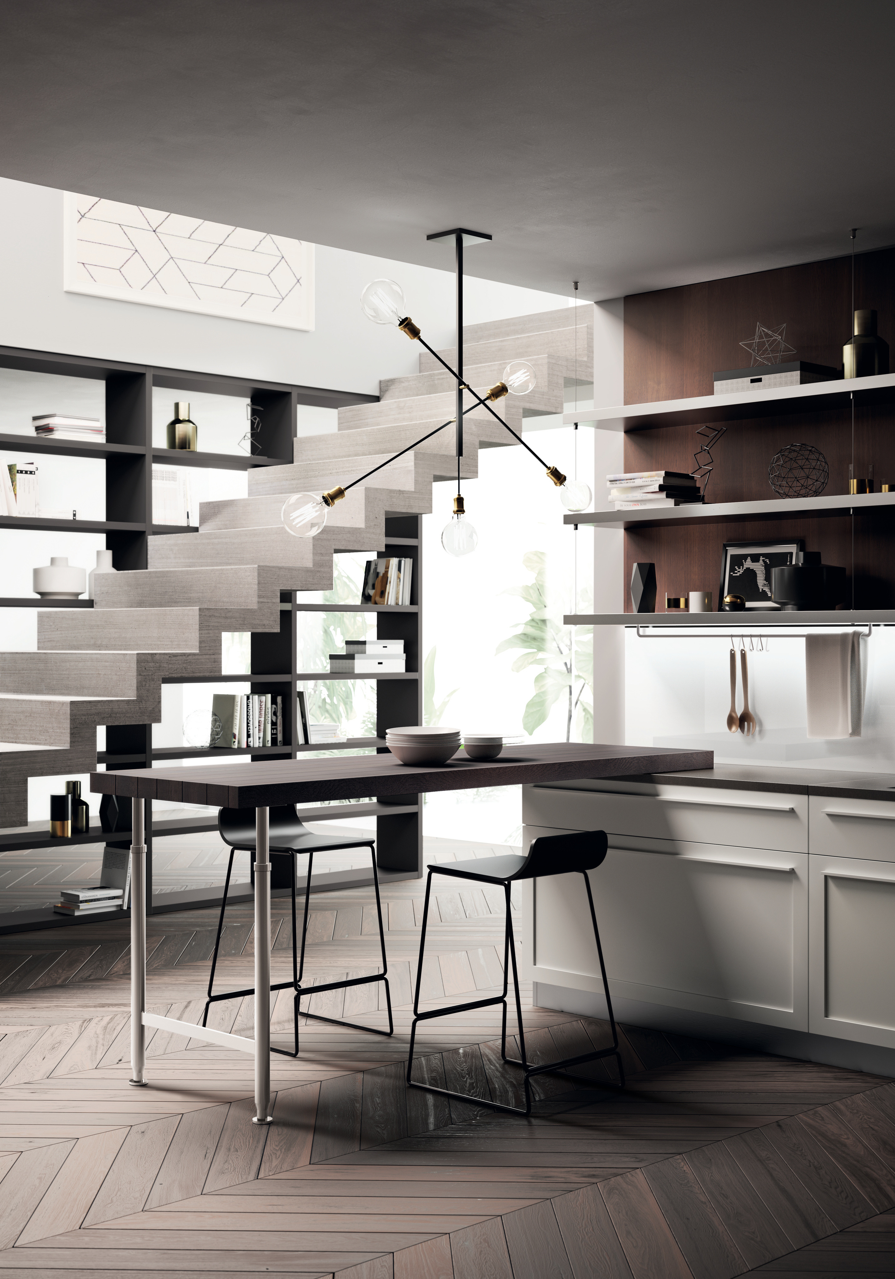 Modern kitchens with a snack top. Scavolini Magazine